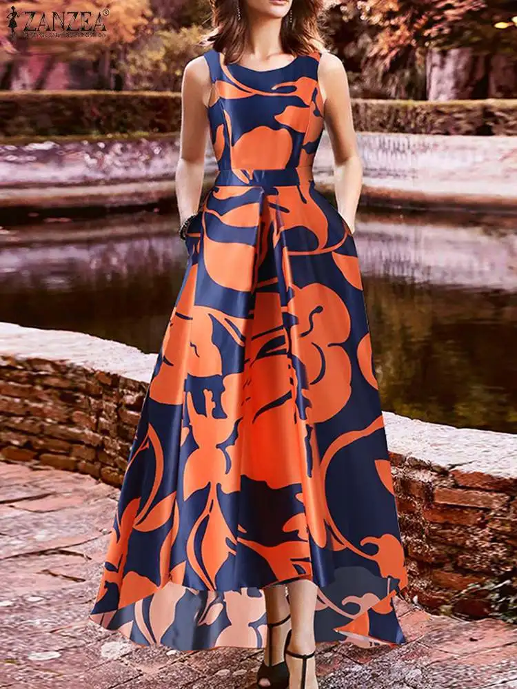 ZANZEA-Summer-Elegant-Sleeveless-Printed-Party-Dress-Women-Asymmetrical ...