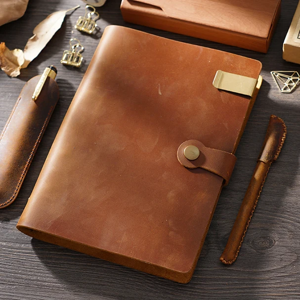 Top Fashion Genuine Leather Rings Notebook B5 Planner With Brass Binder ...