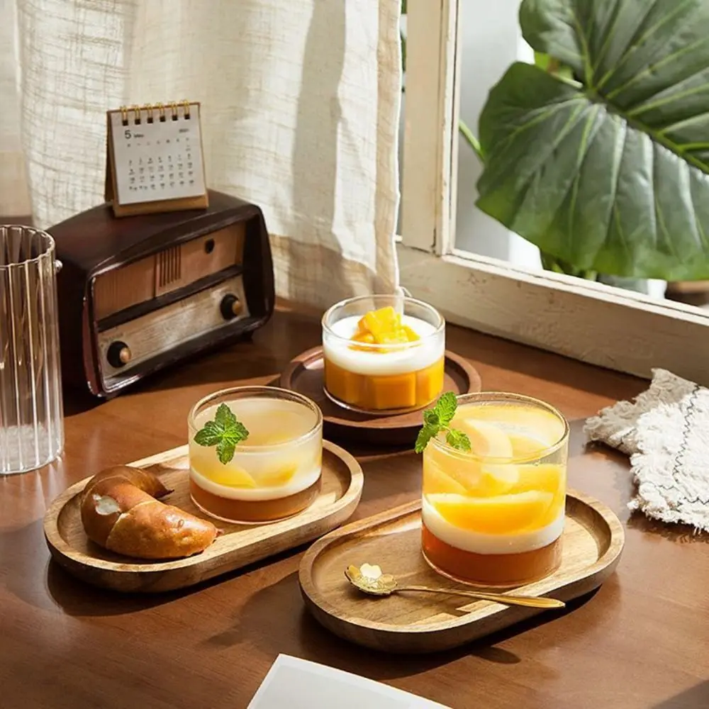 Clear Round Dessert Cup Heat Resistant Glass Cup Transparent Pudding ...