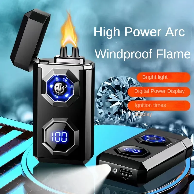Metal-High-Power-Windproof-Arc-Charging-USB-Lighter-Outdoor-Strong ...