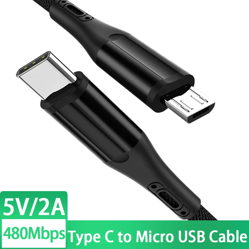 USB-C-to-Micro-USB-Cable-480Mbps-Data-Cord-Charger-2A-USB-C-Adapter ...