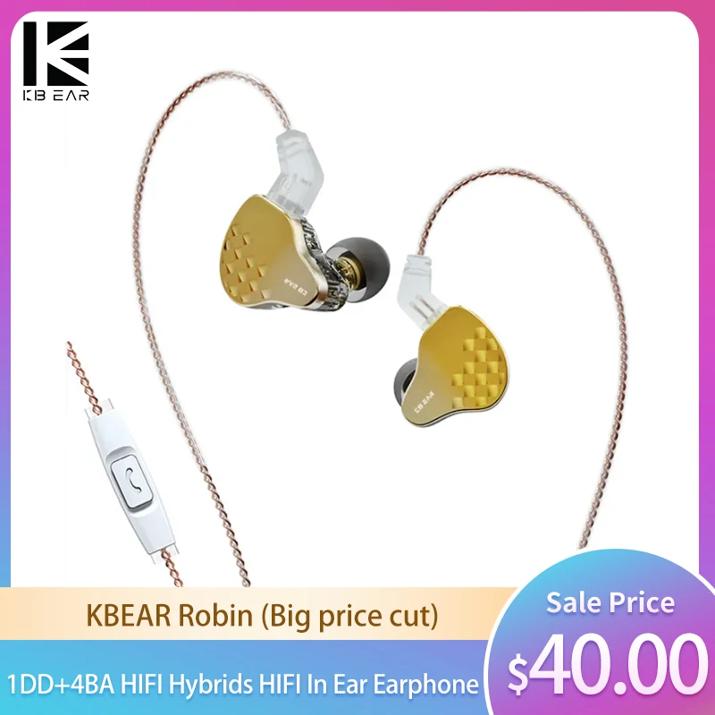 KBEAR-Robin-1DD-4BA-HIFI-Hybrids-HIFI-In-Ear-Monitor-Wired-Earphone ...