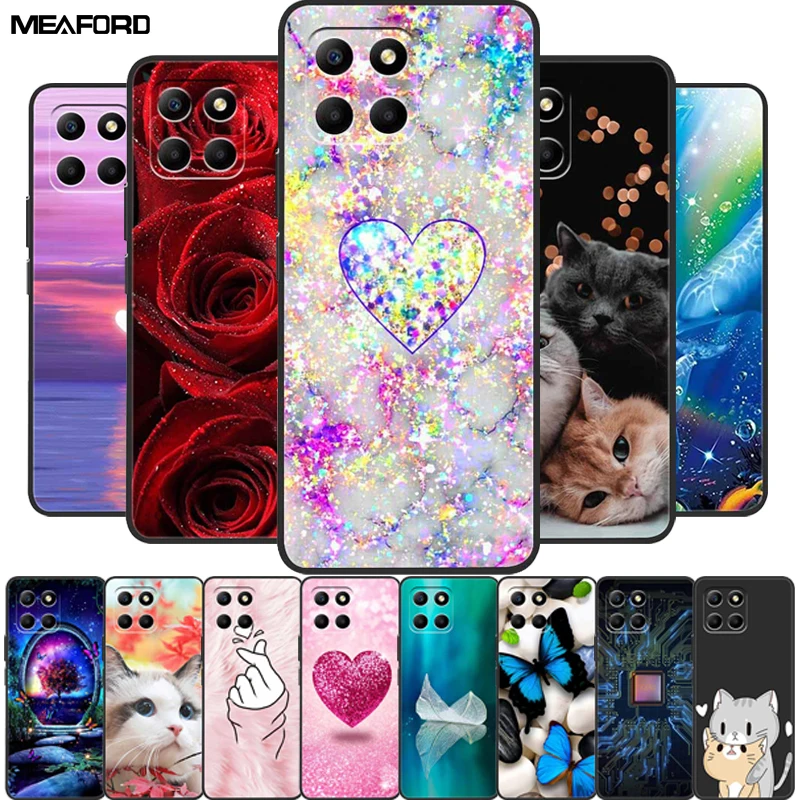 For-Honor-70-Lite-Case-Soft-TPU-Silicone-Painted-Cat-Black-Back-Covers ...
