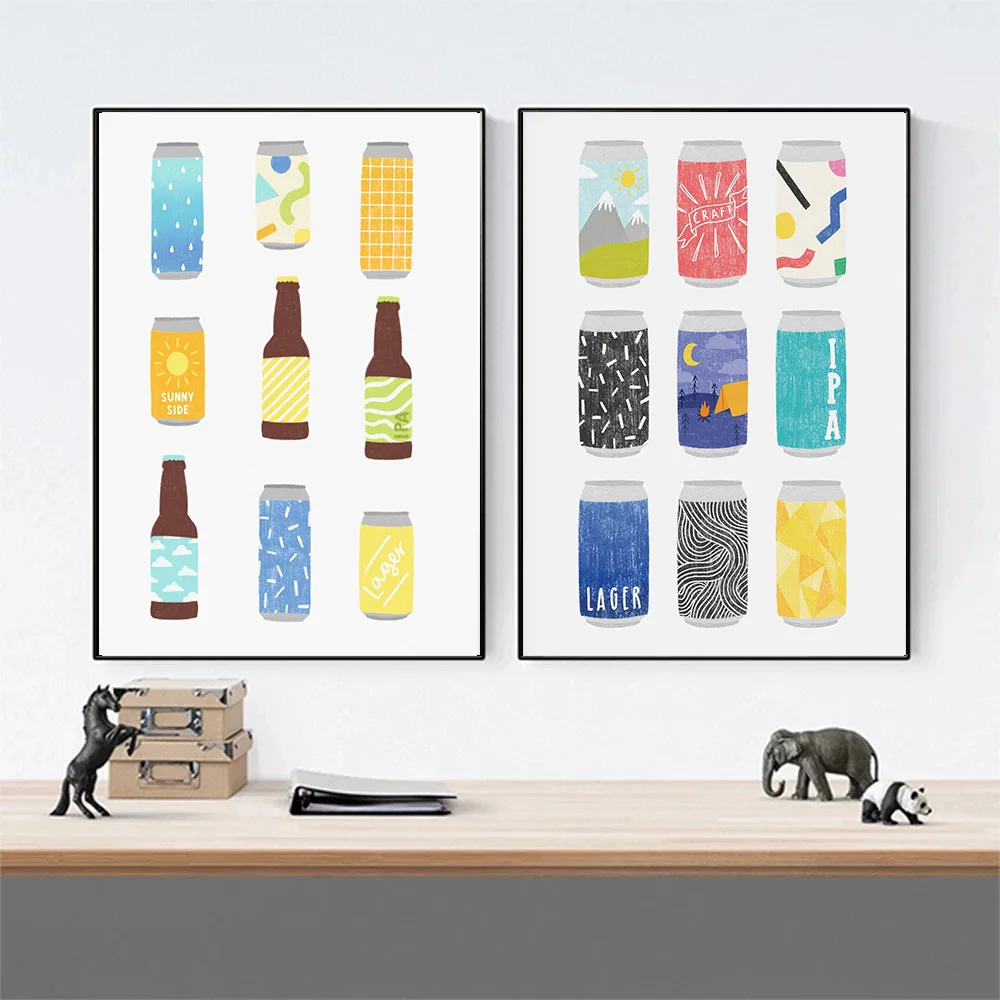 Beer-Bar-Drinks-Various-Flavors-Cartoon-Simplicity-Poster-Print-Wall ...