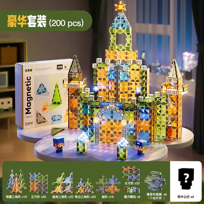LED Magnetic Building Blocks, Strong Colorful Light-Up Tiles ...