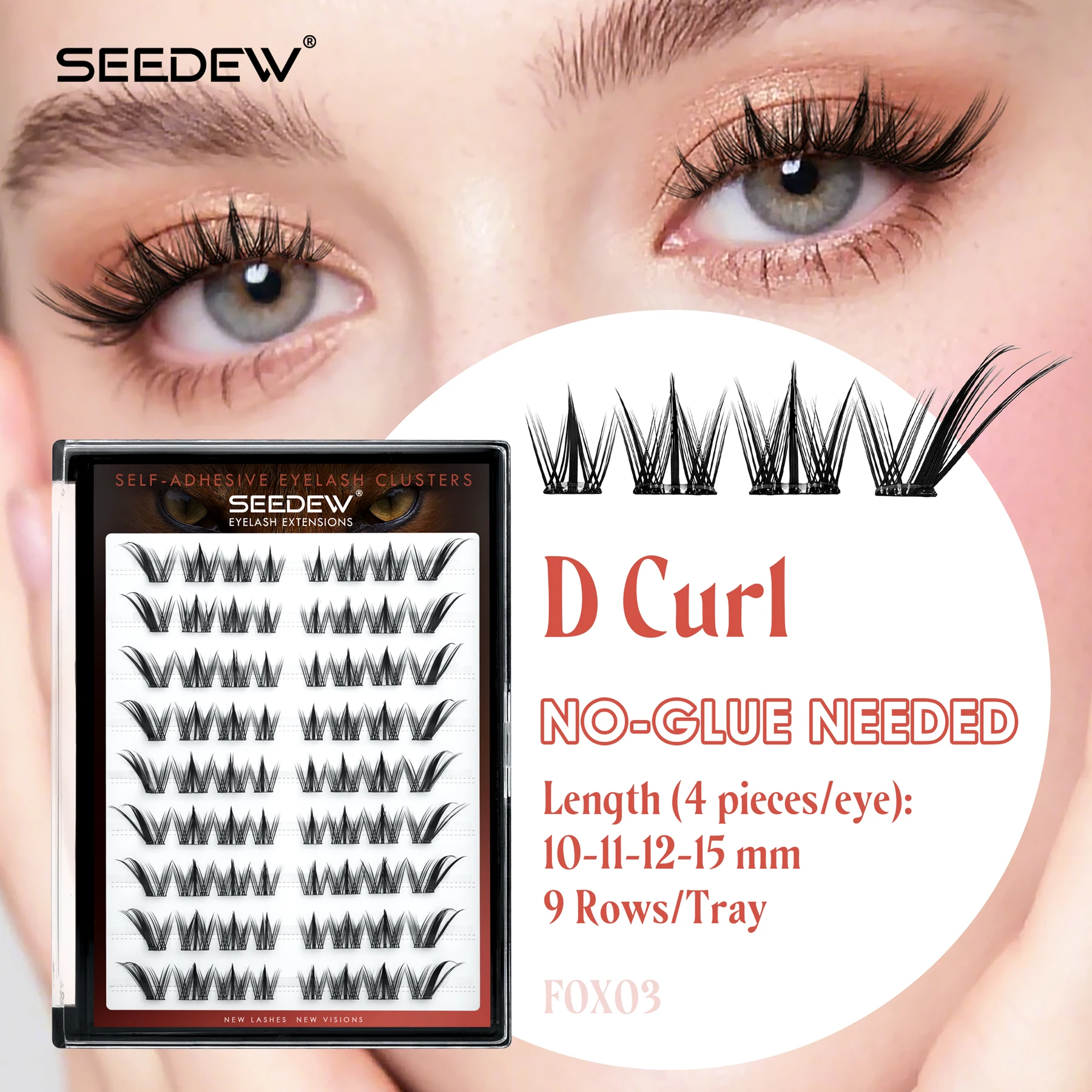 SEEDEW Fairy Wing False Eyelashes Self Adhesive Cluster Lashes Glue ...