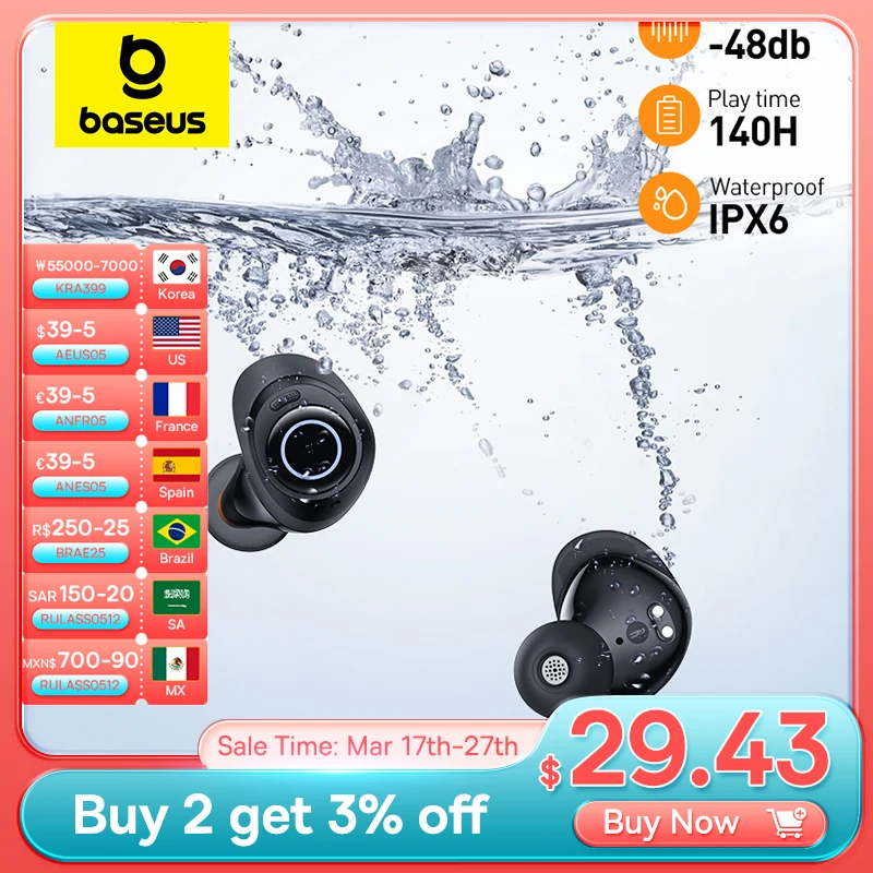 Baseus-Bowie-MA10-ANC-Wireless-Earphone-48dB-Noise-Cancelling-140h ...