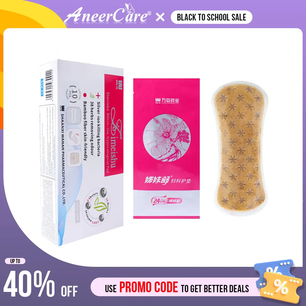 10 pieces New Zimeishu silver-ion feminine hygiene medicated pads gynecological cure care pad ...
