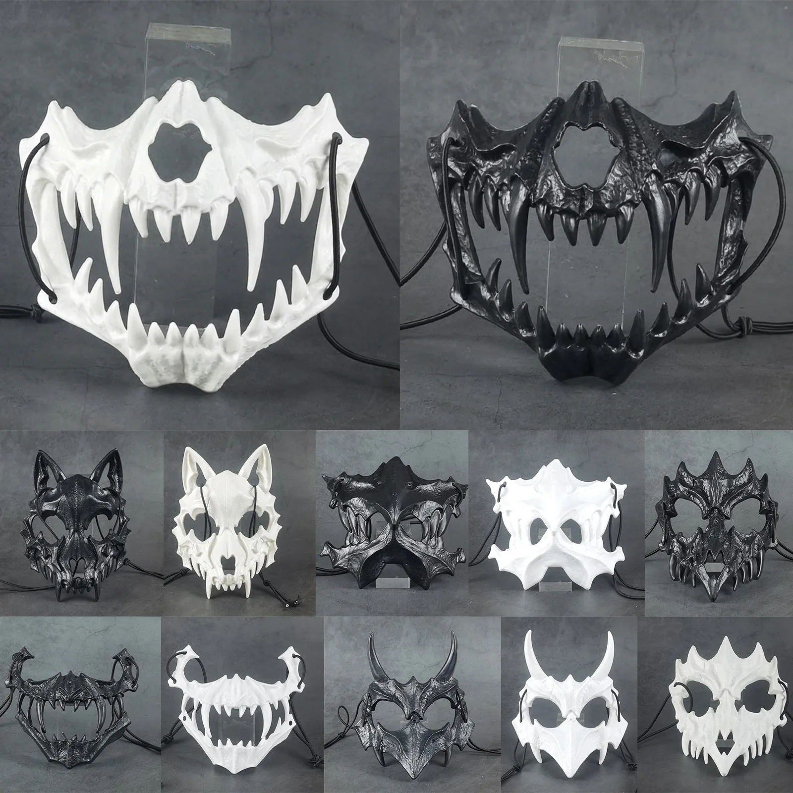 Halloween-Carnival-Party-Mask-Anime-Dragon-God-Skeleton-Half-Face-Masks ...