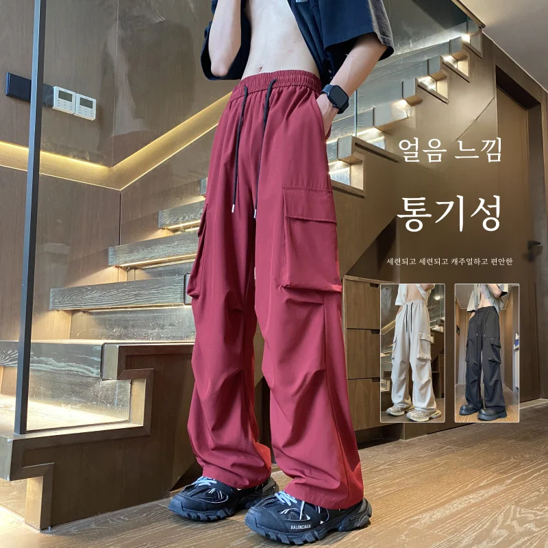 Monos-vintage-americanos-rojos-vino-para-hombre-Pantalones-rectos-de ...