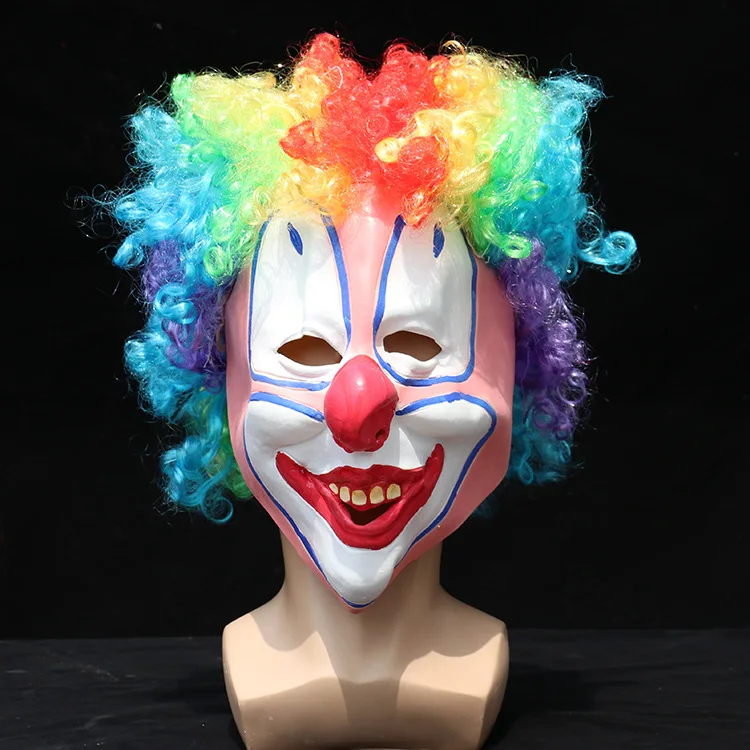 Cosplay-Clown-Droll-Colorful-Hair-Wig-Funny-Halloween-Mask-Full-Face ...