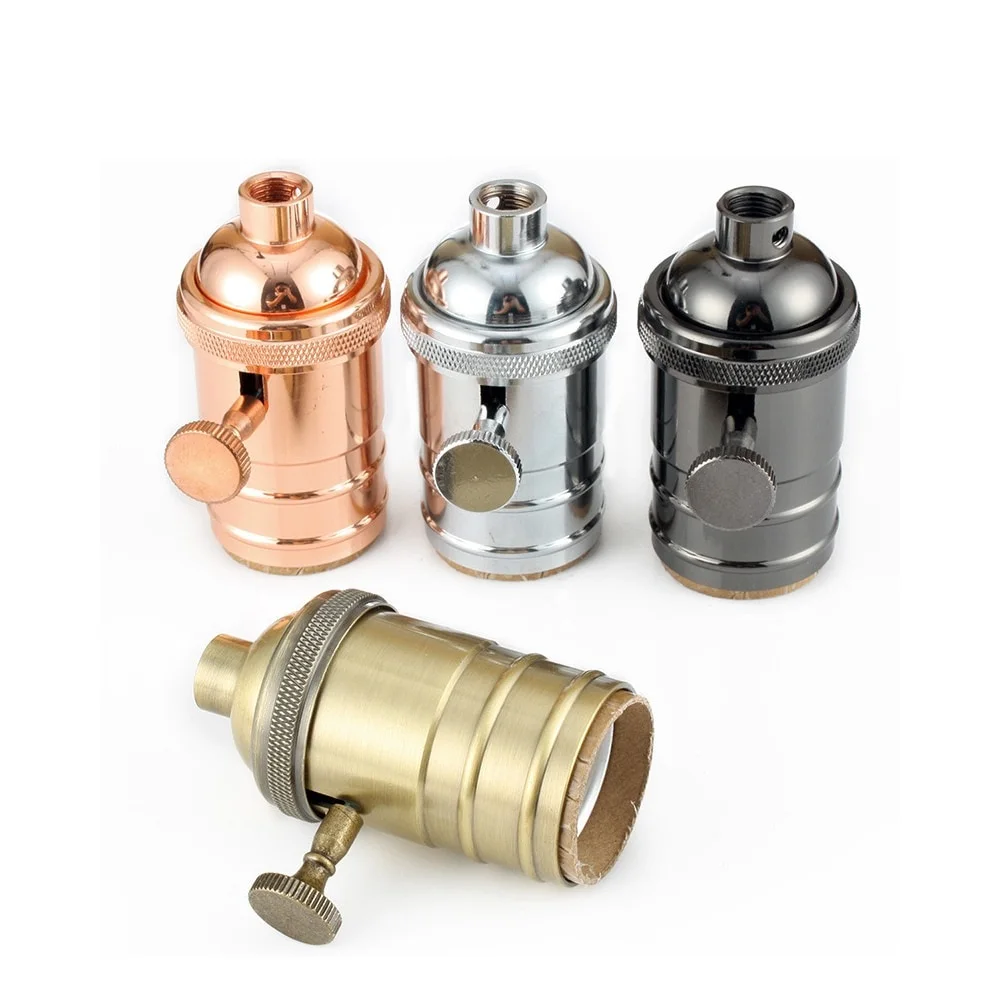 Vintage-Screw-Caps-for-Light-Bulbs-Antique-Brass-Socket-E27-DIY-Pendant ...