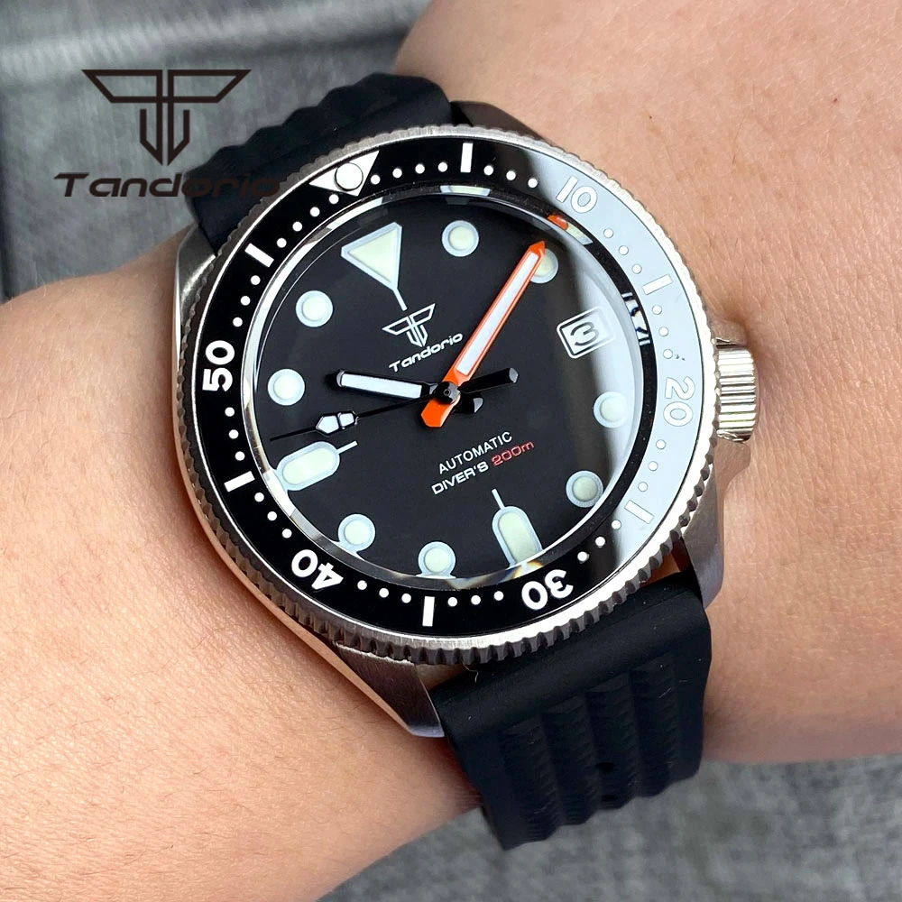 Tandorio 37mm Nh35a Black Dial Dive Automatic Dress Wristwatch For Men ...