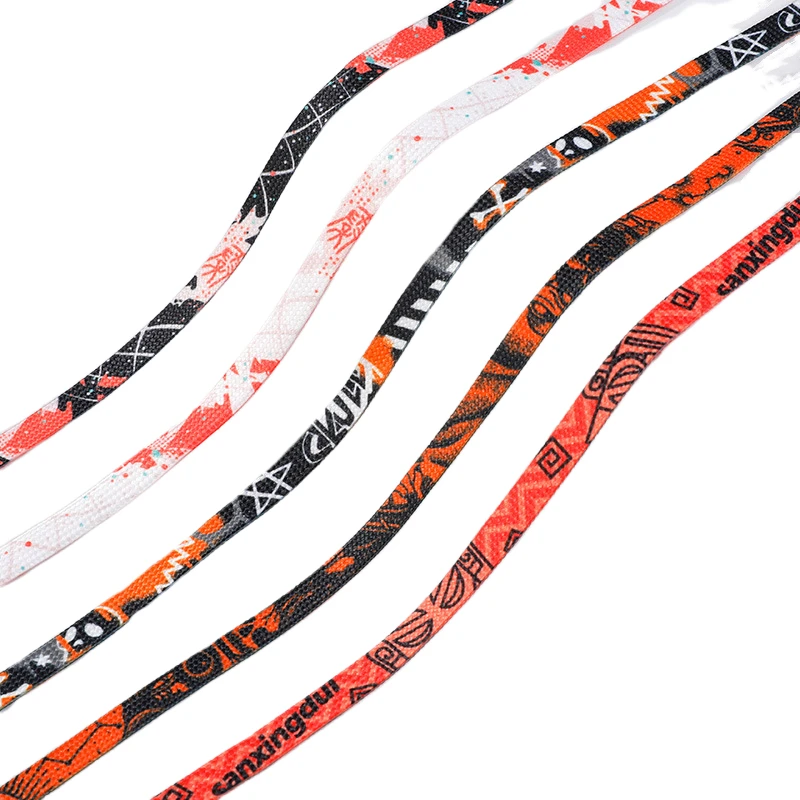 120 140 160cm Printed color matching black red Shoelaces Creative ...