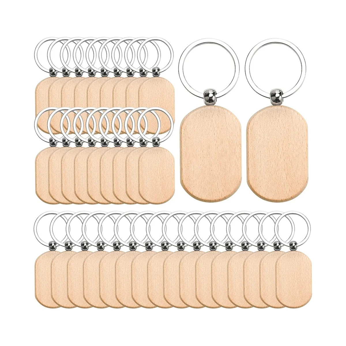 110PCS-Wood-Keychain-Blanks-Unfinished-Wood-Key-Tag-Wood-Engraving ...
