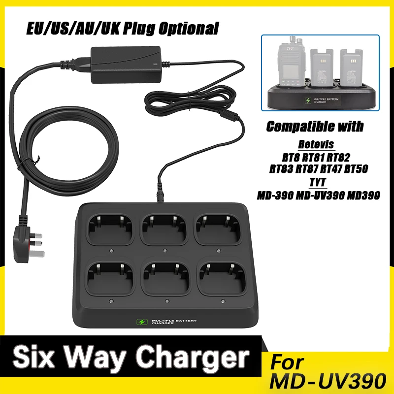 MD 390 Walkie Talkie Six Way Charger RT81 Multi Battery Desktop Rapid ...