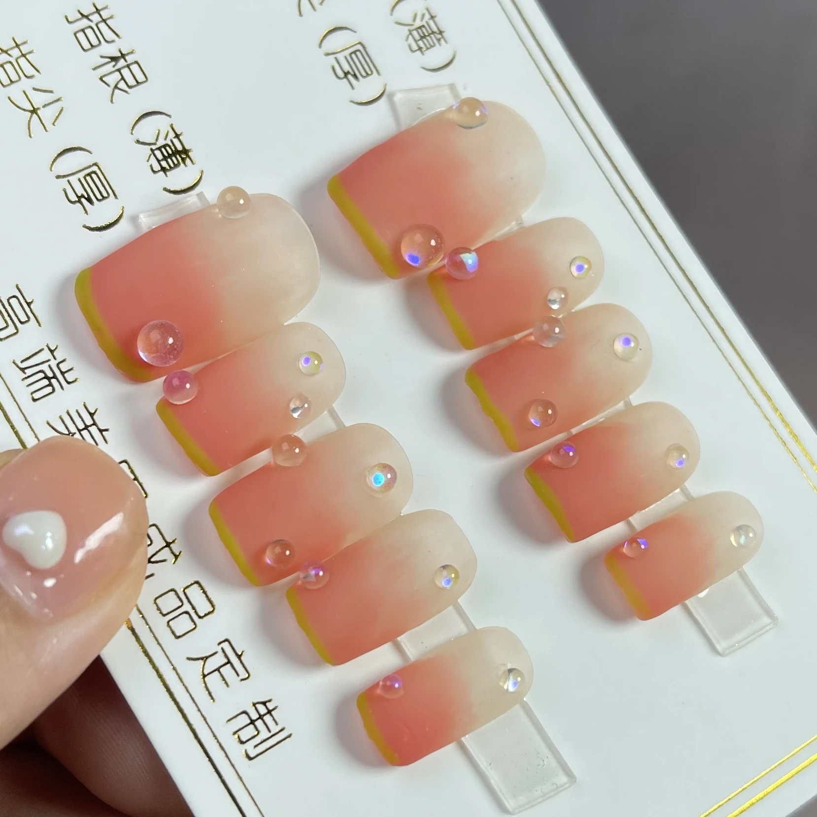 Handmade 5D Matte Dewdrop Fake Nail Ssquared Nails Design ,1set/10tip ...