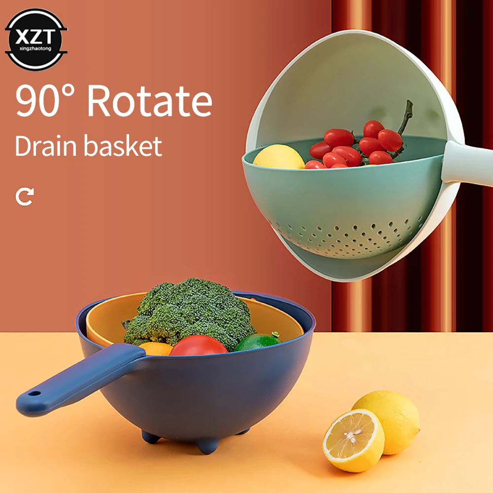 Double-Drain-Basket-Bowl-Kitchen-Plastic-Washing-Storage-Basket ...
