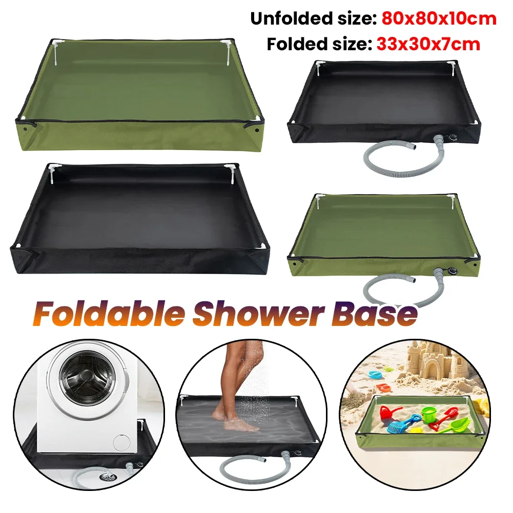 Foldable Shower Base Portable Shower Pan with Drain Hose Camping Tent ...