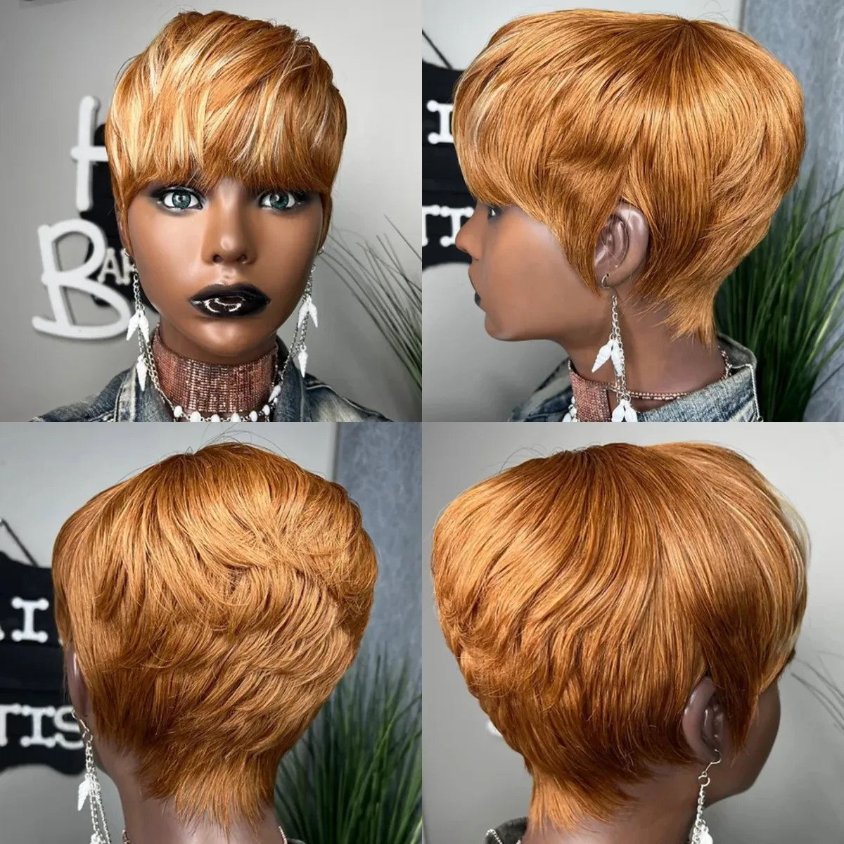 WIGERA-Synthetic-Highlight-Ombre-Honey-Blonde-Pixie-Cut-Mixed-Color ...
