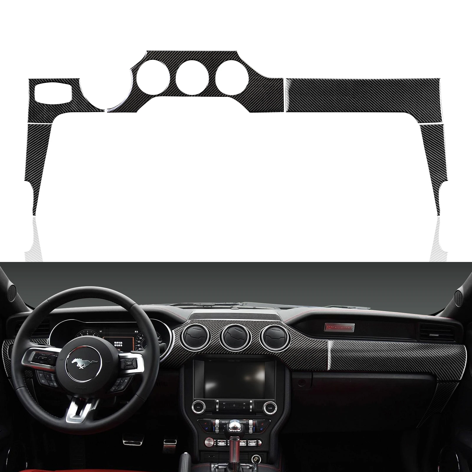 Car-Center-Console-Instrument-Panel-Sticker-Decal-Carbon-Fiber-Interior ...