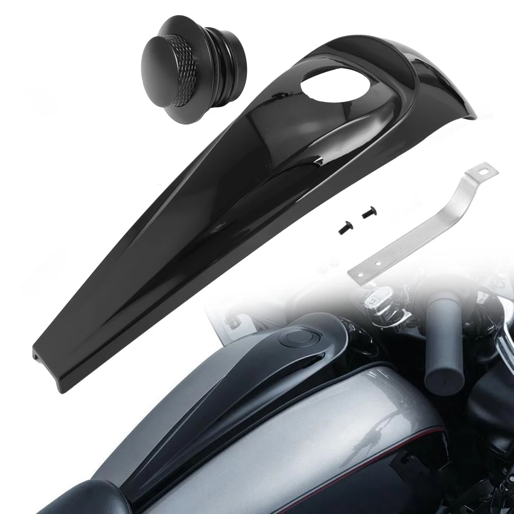 Motorcycle-Matte-Gloss-Black-Smooth-Dash-Fuel-Console-Gas-Tank-Cap ...