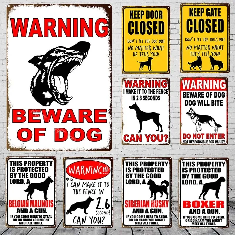 1pc-Beware-of-The-Dog-Warning-Metal-Tin-Sign-Dog-Breed-Metal-Sign-Pet ...