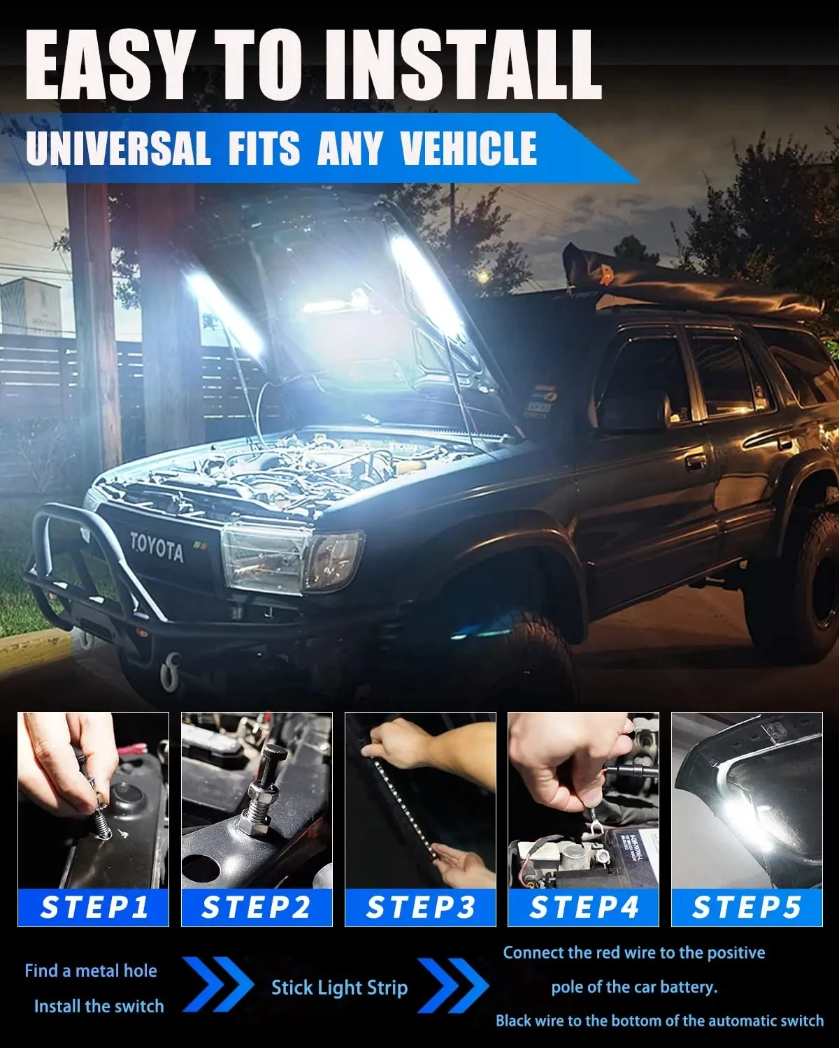 1set-12V-Car-LED-Under-Hood-Work-Inspection-Light-Kit-Waterproof-White ...