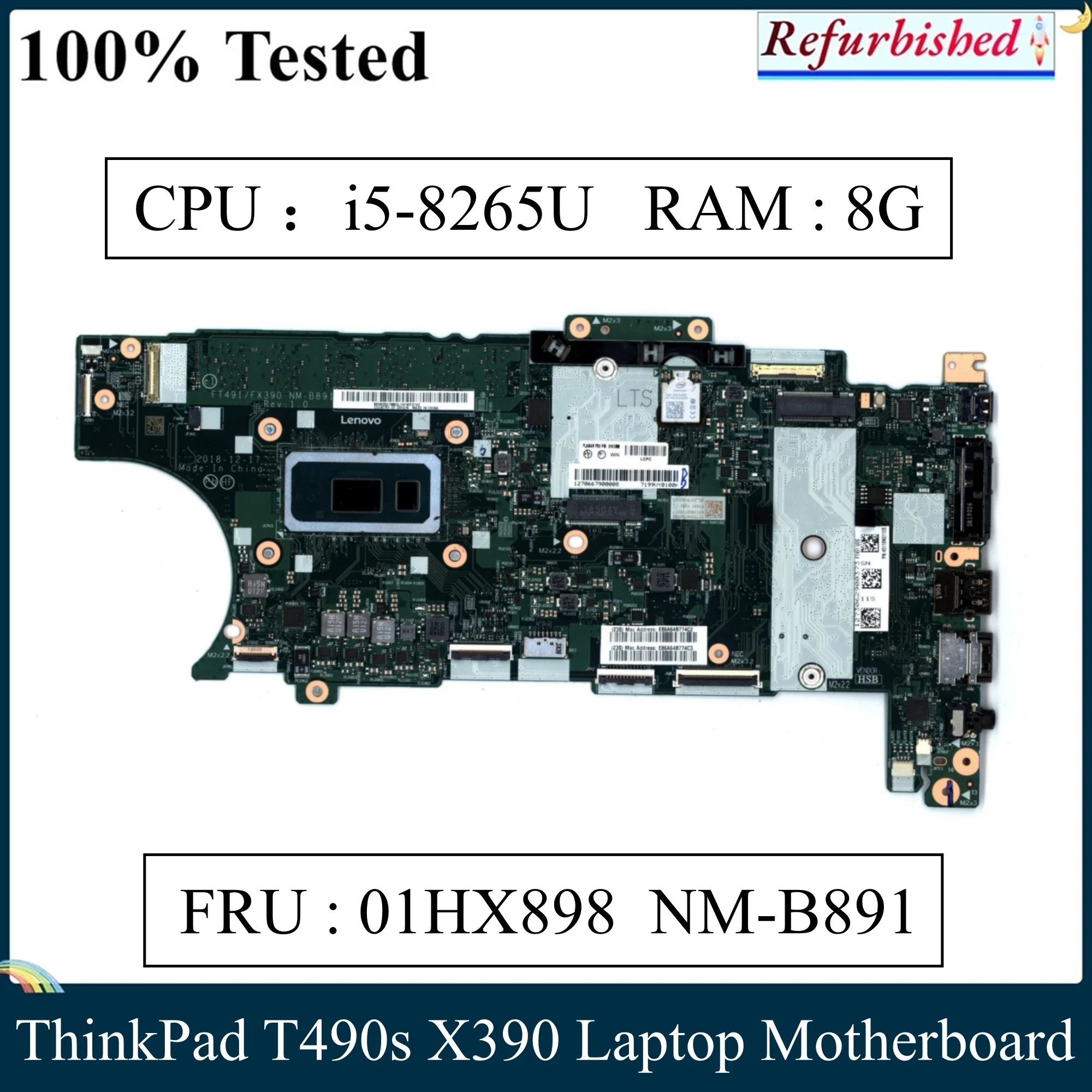 LSC-For-Lenovo-ThinkPad-T490s-X390-Laptop-Motherboard-With-CPU-i5-8265U ...