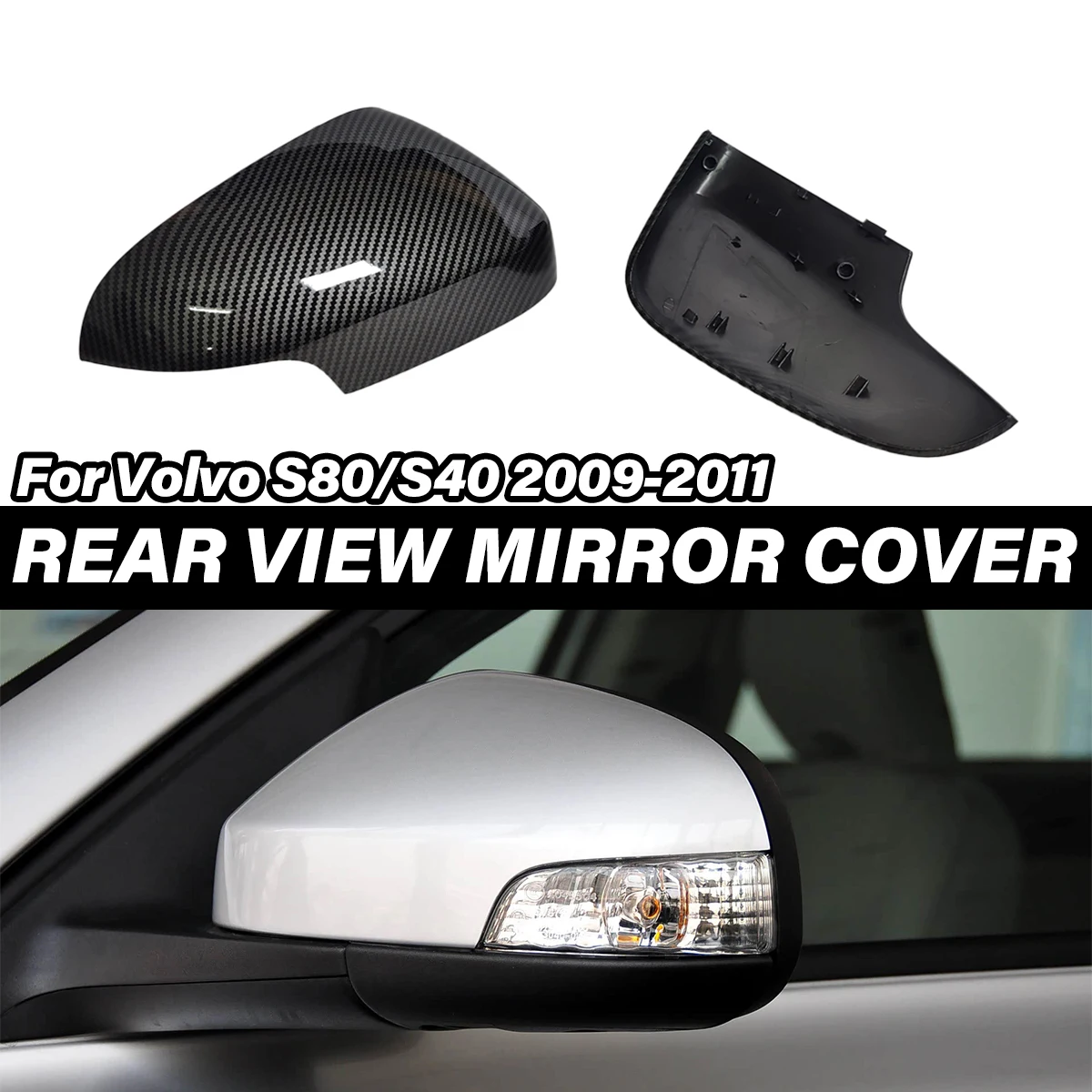 For Volvo S80/S40 2009-2011 Car Side Rearview Mirror Cover Mirror ...