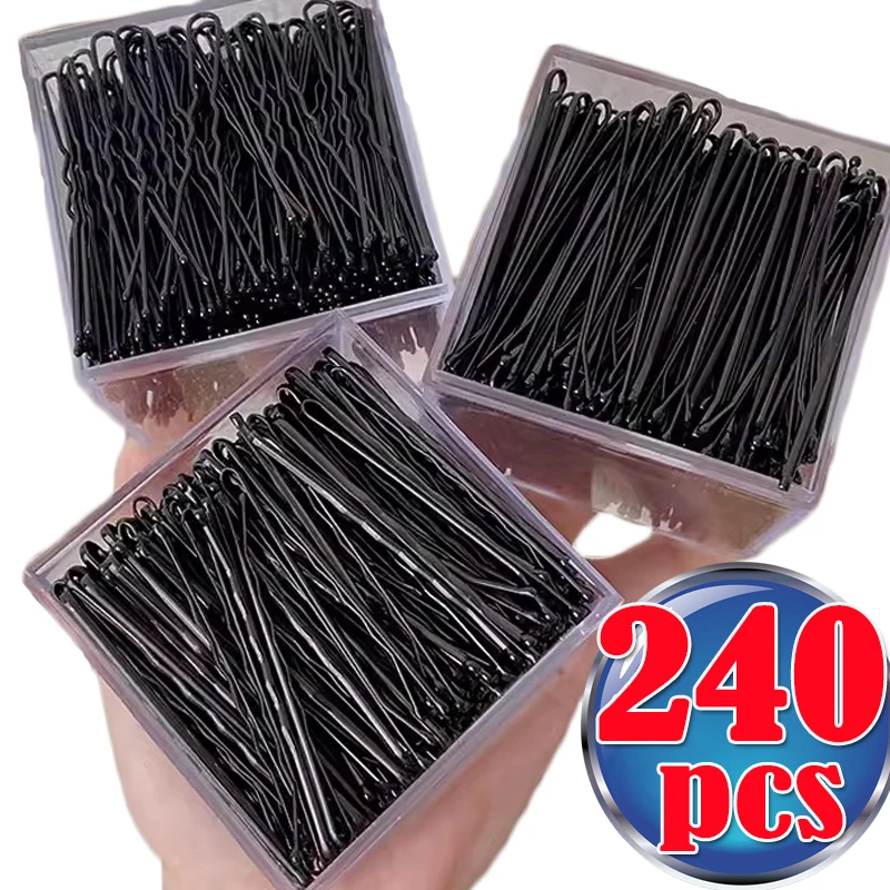 60-240Pcs-Black-Hair-Clips-U-Shaped-Bobby-Pin-Invisible-Wavy-Hairpin ...