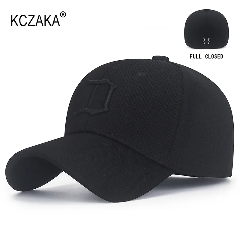 Brand-Mens-Full-Closed-Baseball-Cap-Causal-6-Panels-Letter-Polyester ...