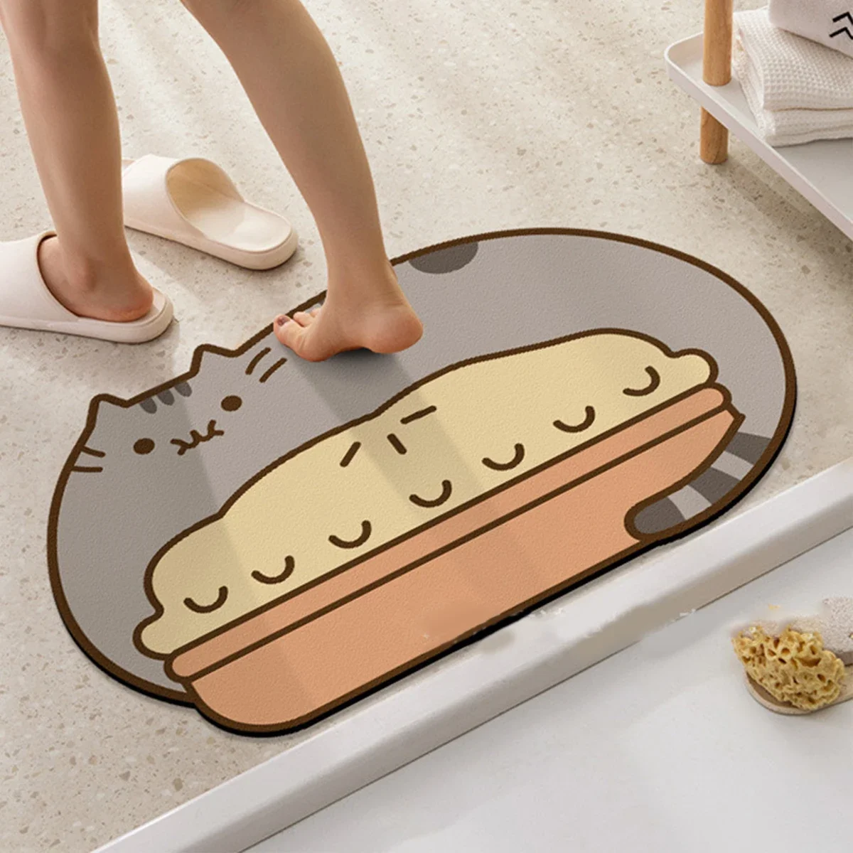 Cartoon-Cute-Cat-Floor-Mat-Diatom-Mud-Water-Absorbent-Mat-Bathroom-Door ...