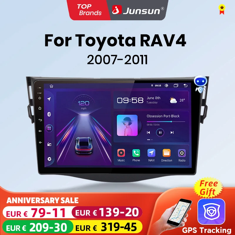 Junsun Wireless CarPlay Android Auto Car Radio For Toyota RAV4 RAV 4 ...