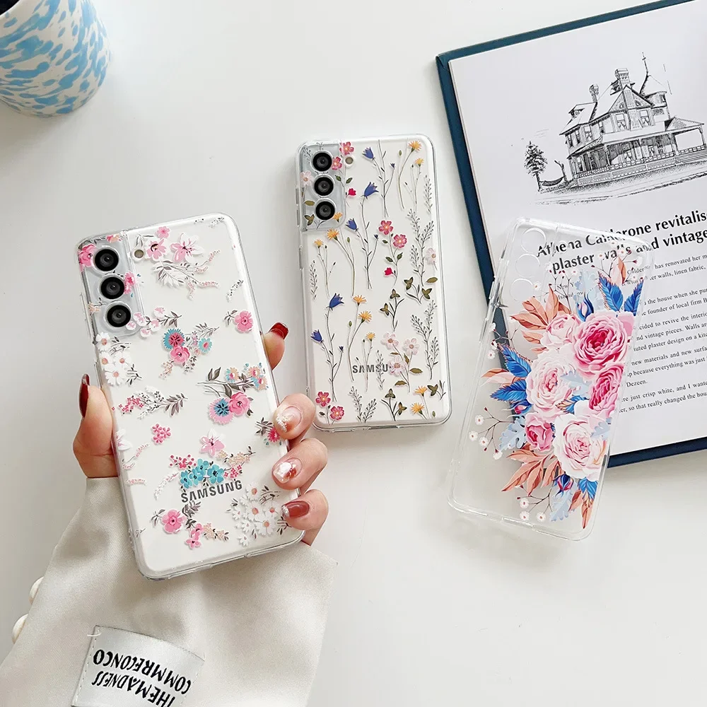 Cute-Flower-Painted-Phone-Case-for-Samsung-Galaxy-S24-S22-S21-FE-S20-Ultra-Plus-Clear.jpg