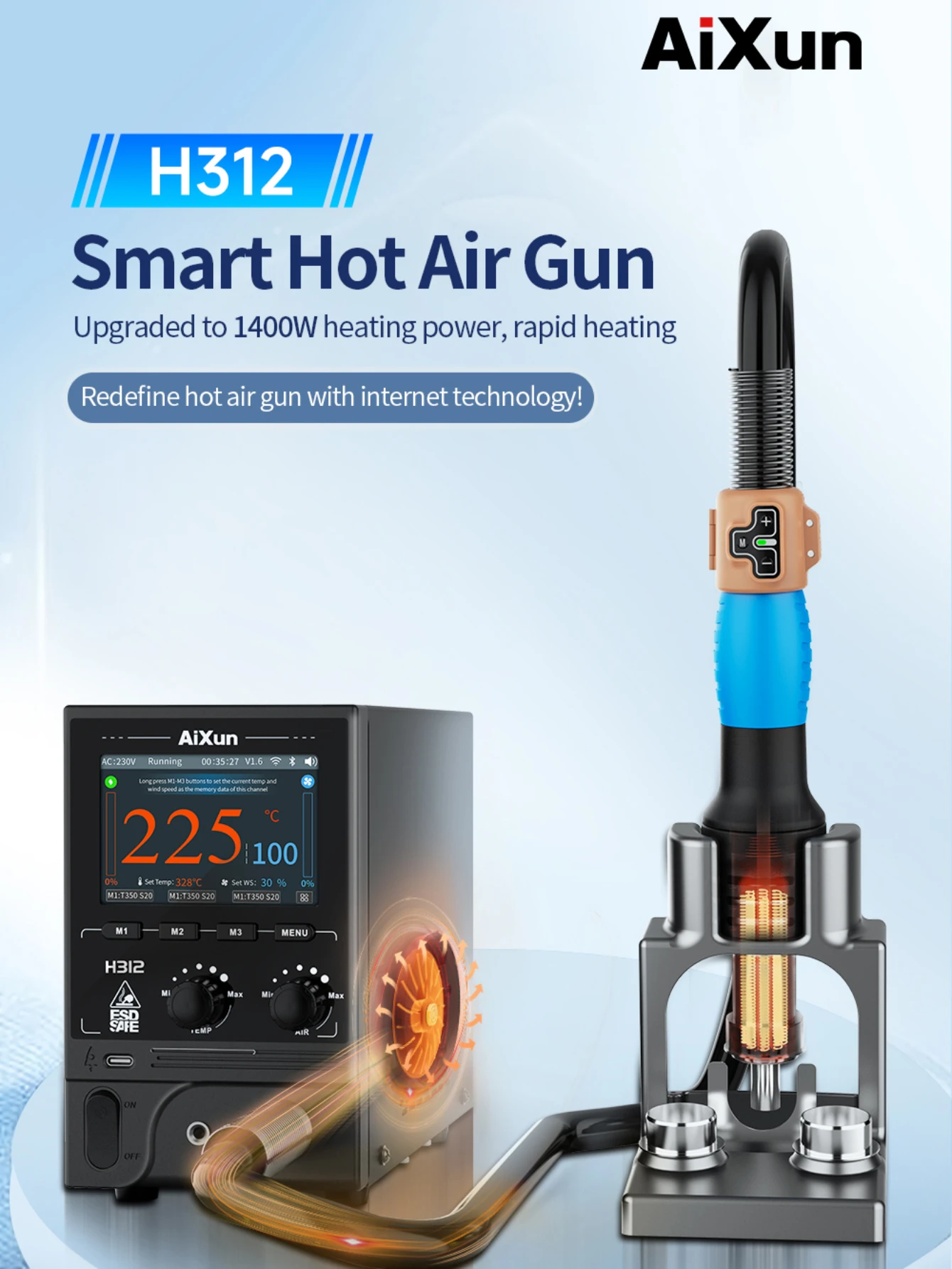 JC-Aixun-H312-1400W-Hot-Air-Gun-Station-with-Nozzle-110-220V-H310D ...