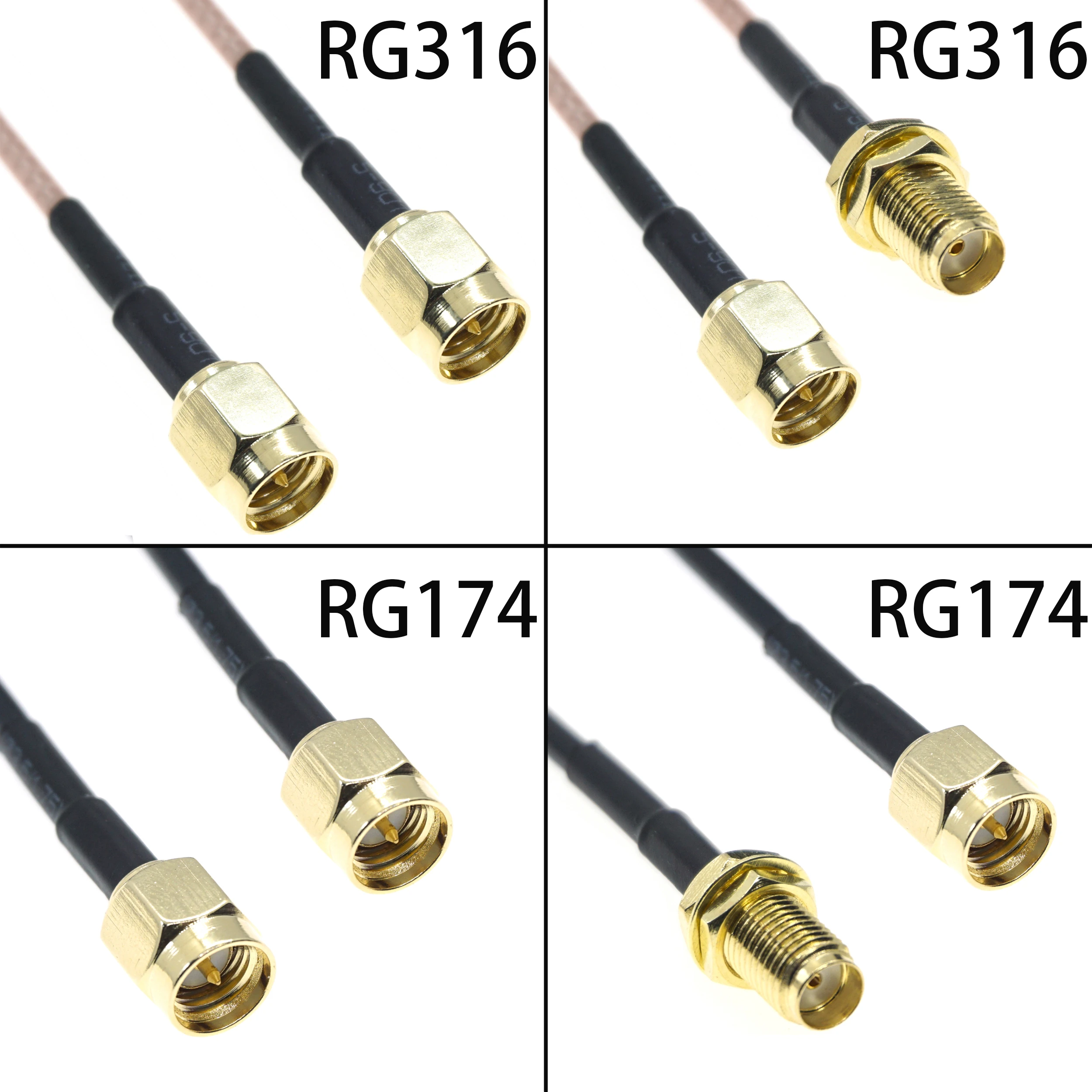 RG316 RG174 kabel SMA męskie do SMA męski RPSMA część żeńska z nakrętką przedłużacz przegrody ...