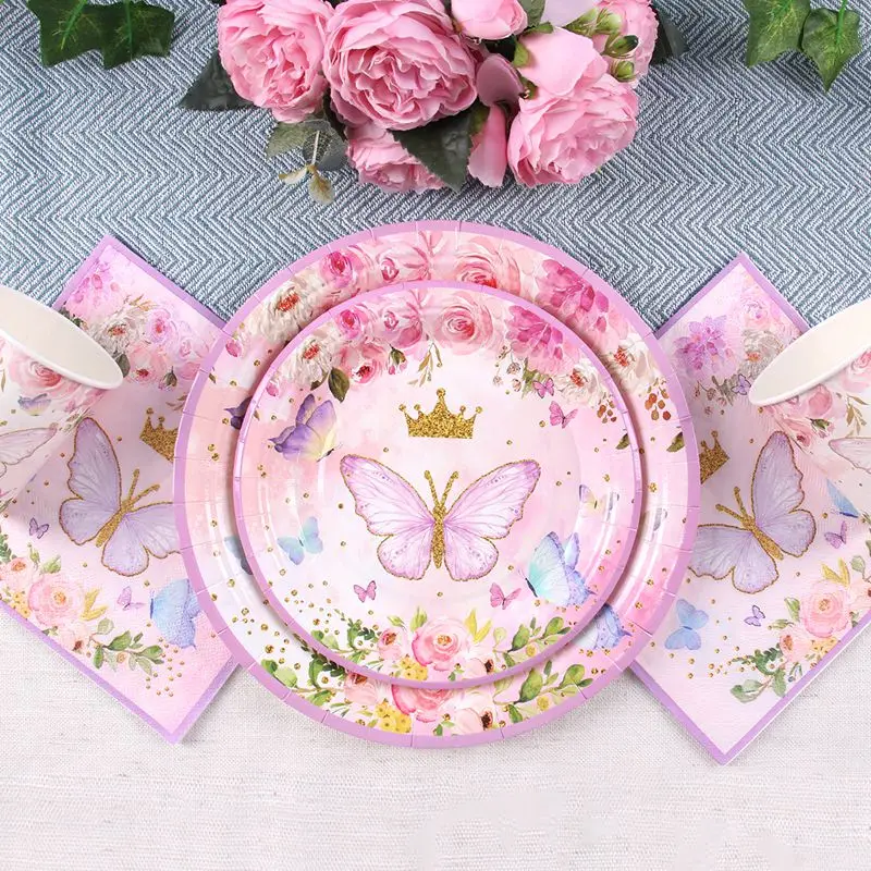 Pink-Butterfly-Birthday-Tableware-Happy-Butterfly-Birthday-Party ...