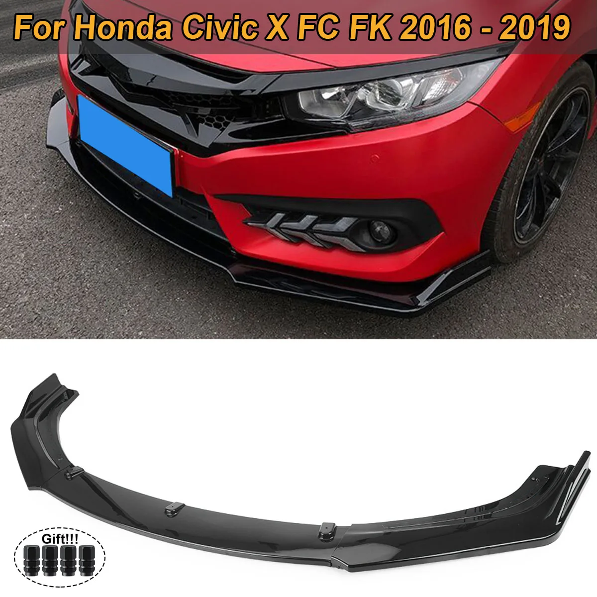 3PCS Front Bumper Lip Spoiler Side Splitter Deflector Cover Body Kit ...