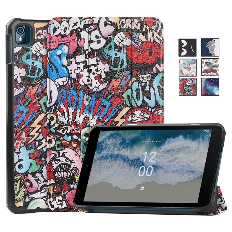 Tablet-Cover-for-Nokia-T10-Case-2022-Fashion-Painted-Leather-Stand ...