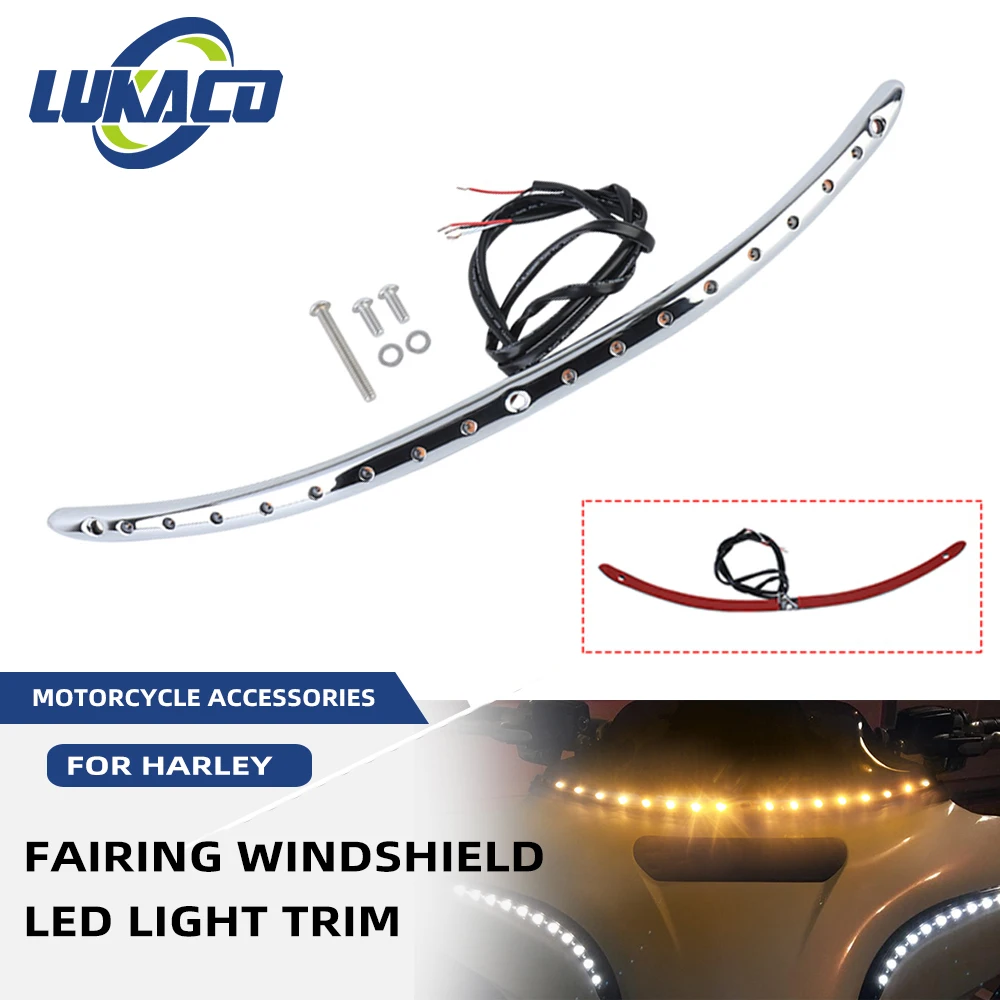 Motorcycle Windscreen Windshield Trim LED Light For Harley Electra ...