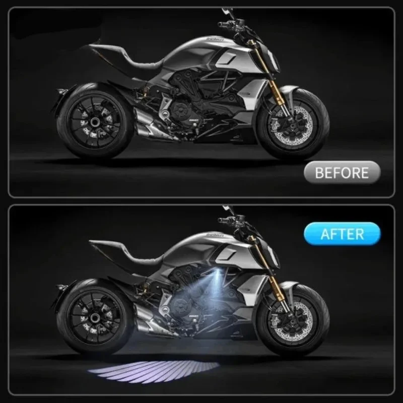 JUNHAN-2-Pieces-Motorcycle-LED-Underbody-Light-Projector-Ghost-Angel ...