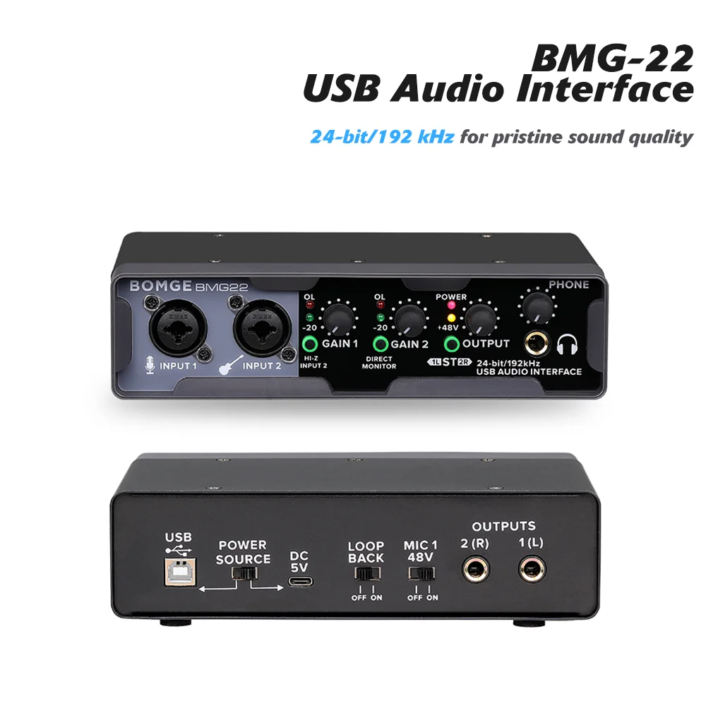 Usb Audio Interface Sound Card, 24 Bit/192 Khz, With 48v, 47% OFF
