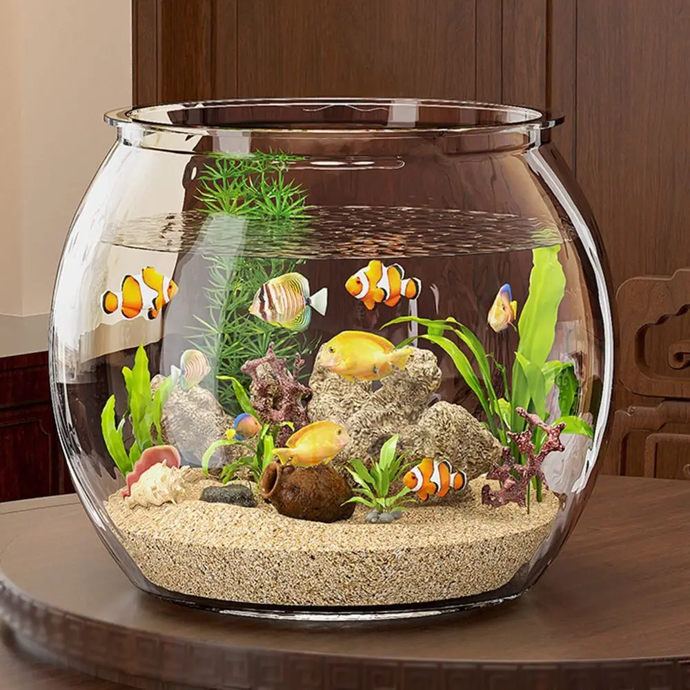 Ultra Clear Round Fish Bowl Plastic Goldfish Bowl Desktop Fish Tank ...