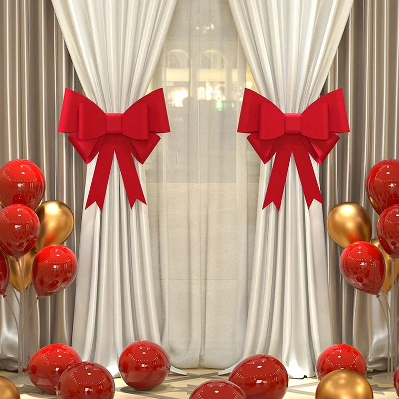 Christmas-Big-Bow-Giant-Red-Bow-Shopwindow-Door-Curtain-DIY-Decoration ...