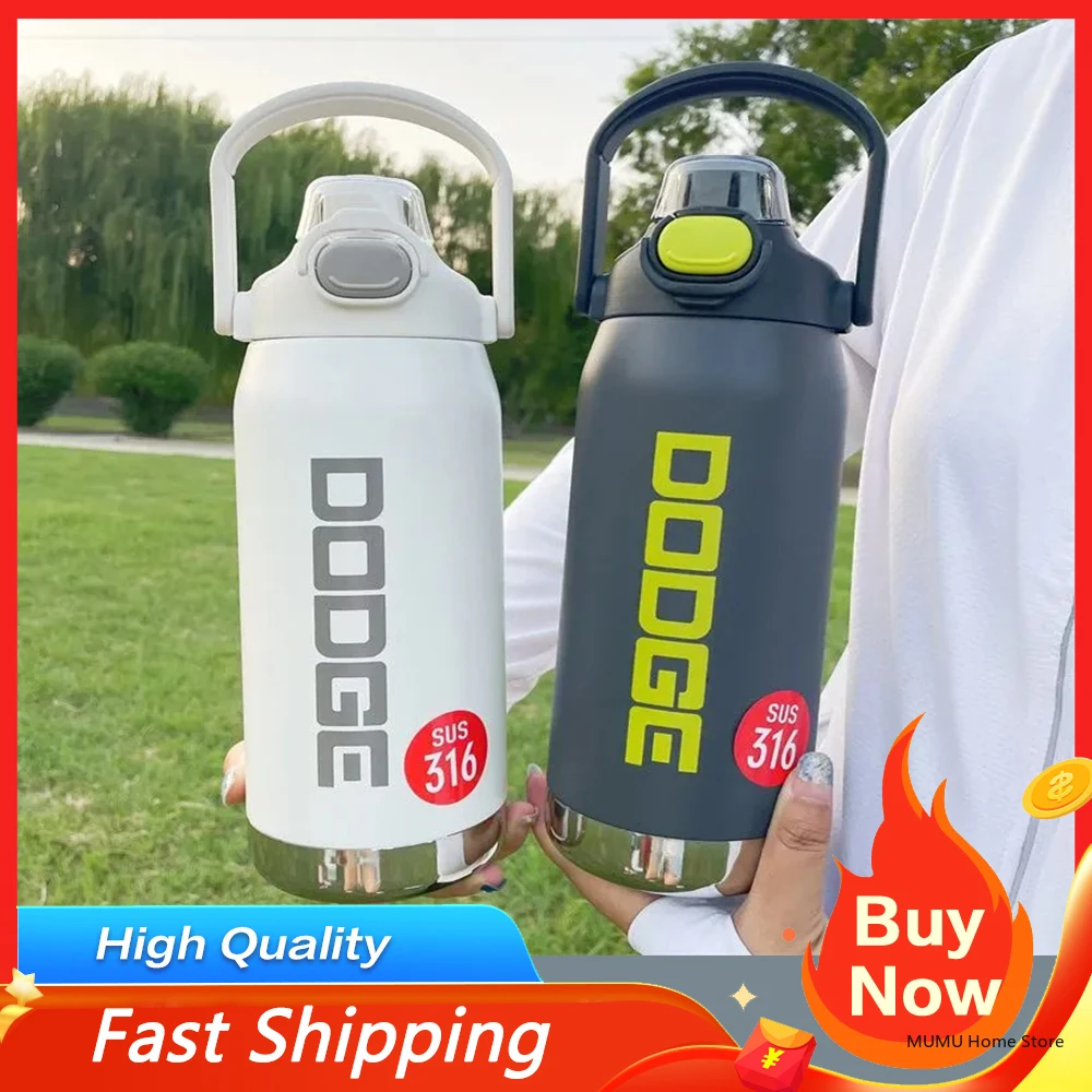 DODGE-950ml-1200ml-Stainless-Steel-Thermos-Water-Bottle-Portable-Large-Capacity-Tumbler-Thermos ...