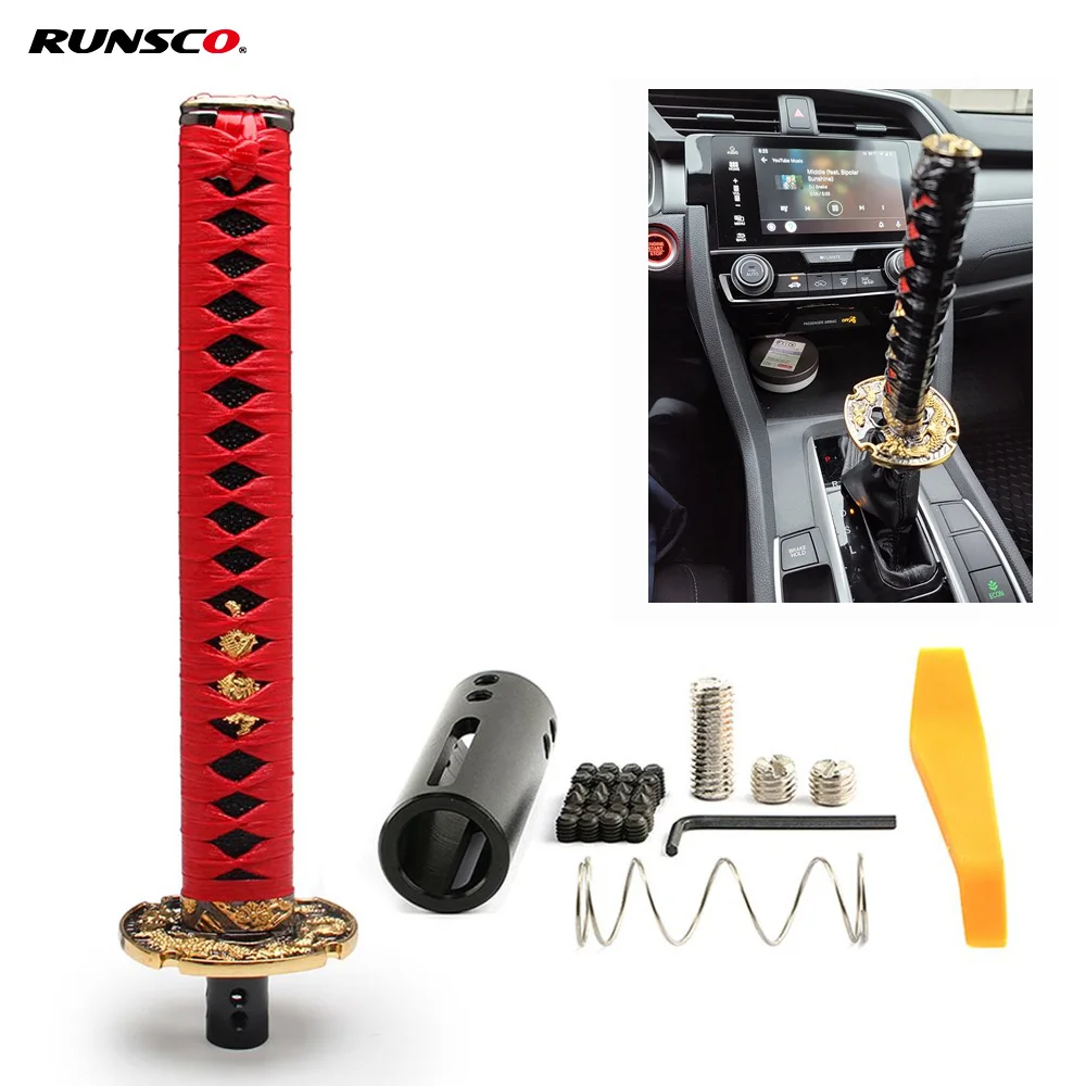 Samurai Sword Automatic Leather Shift Knob Universal For Lock/Button ...