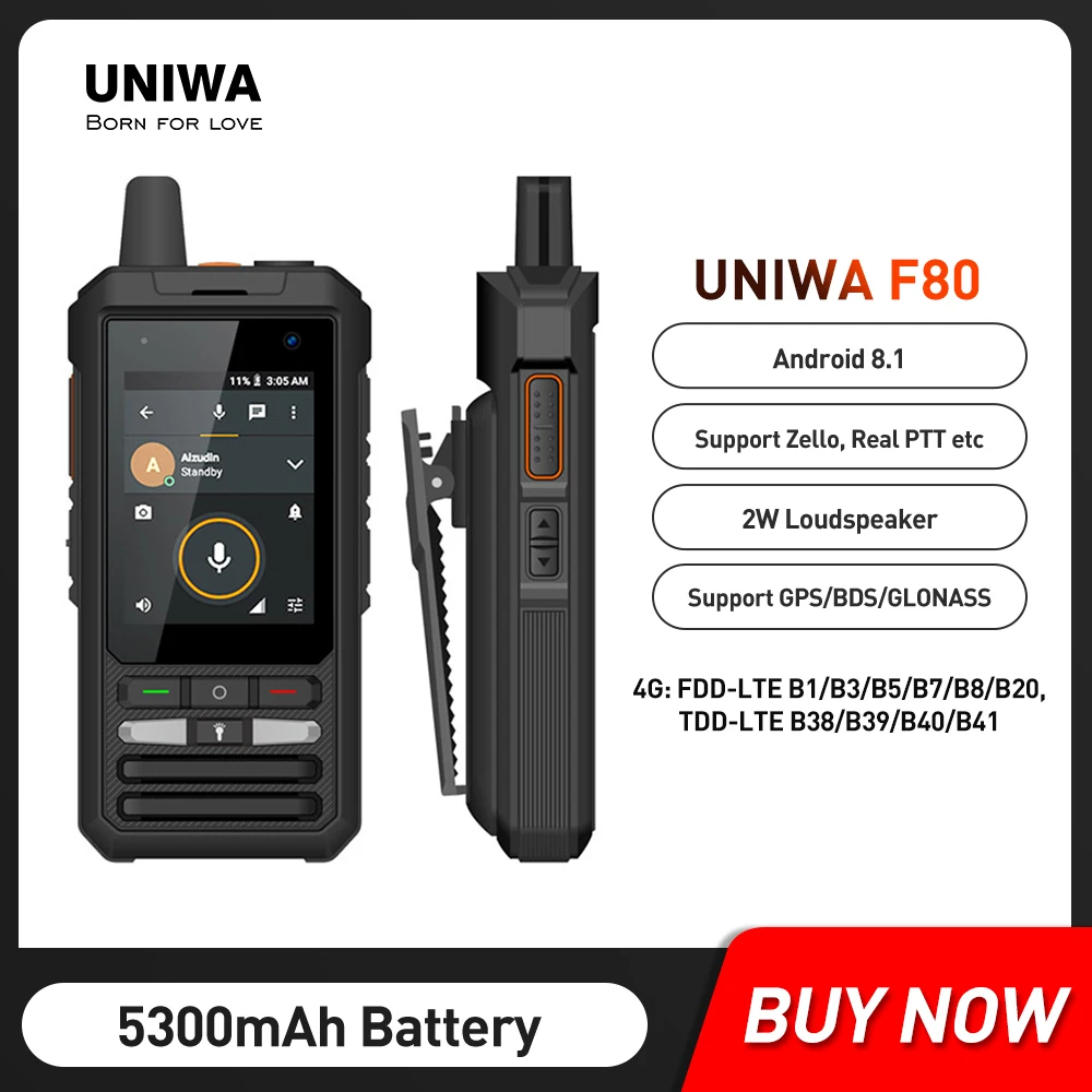 4G Walkie Talkie Smartphone Multi language Mobile Phone UNIWA F80 ...