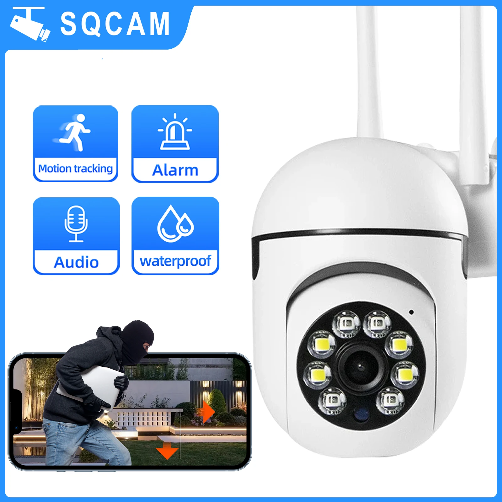 SQCAM-Wifi-security-camera-wifi-surveillance-cameras-security-1080P-PTZ ...