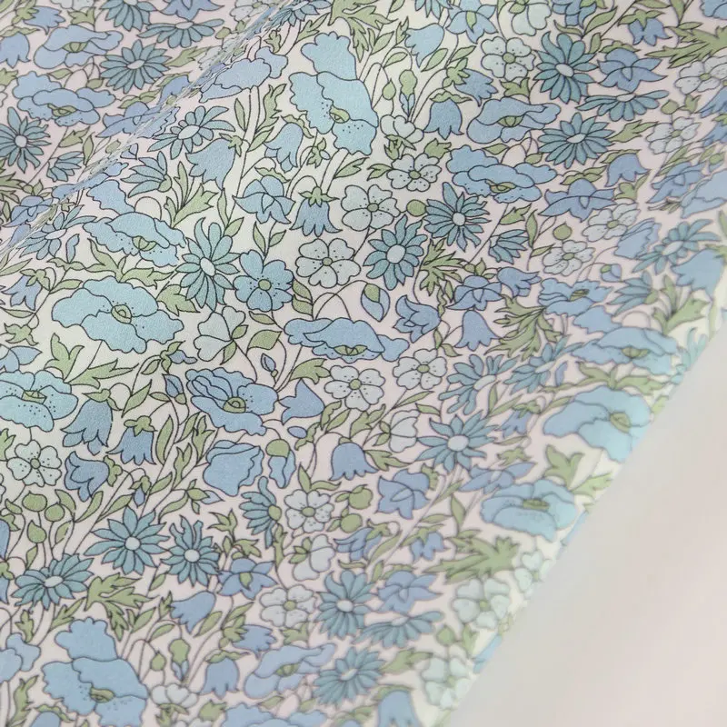 poppy-and-daisy-blue-flowers-print-custom-tana-liberty-London-print ...